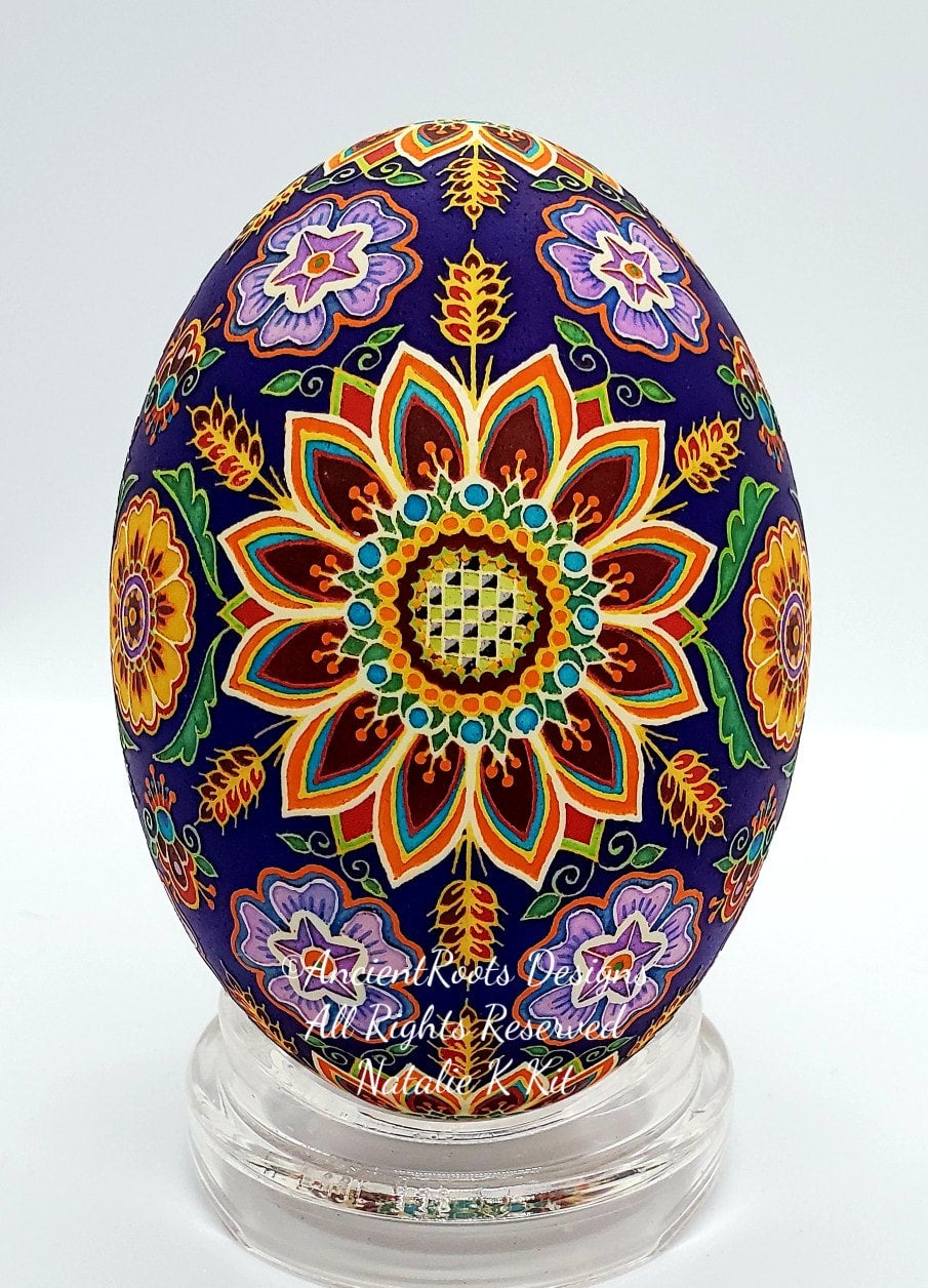 Rhea Egg Pysanka, Red Sunflower, RH10 | My Site